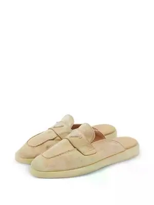 Prada Triangle Suede Mules