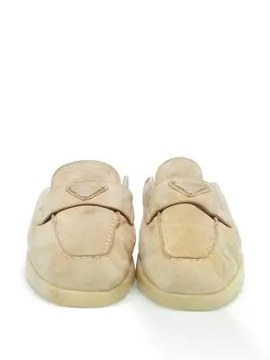 Prada Triangle Suede Mules