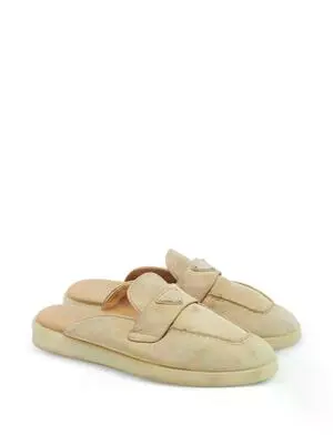 Prada Triangle Suede Mules