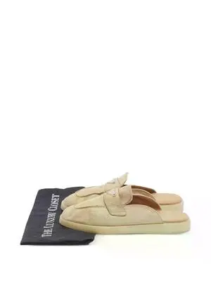 Prada Triangle Suede Mules