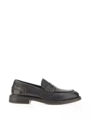 CALCE Grained-leather Penny Loafers - Brown