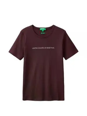 BENETTON Logo-print Short-sleeve T-shirt - Brown