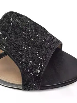Miu Miu Crystal Embellished Glitter Slides