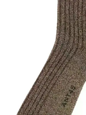 ANT45 Barcellona Ribbed-knit Metallic-thread Socks - Brown