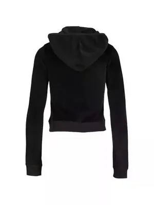 604SERVICE Velvet Finish Cross Charm Hoodie