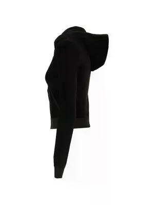 604SERVICE Velvet Finish Cross Charm Hoodie