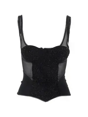 IANIRA MEDA Embellished Mesh-panel Top