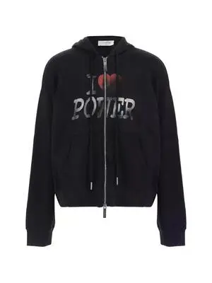 Matieres Fecales Graphic-print Zip-up Hoodie - Black