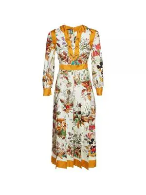 Gucci X Disney Floral-print Pleated Midi Dress - White