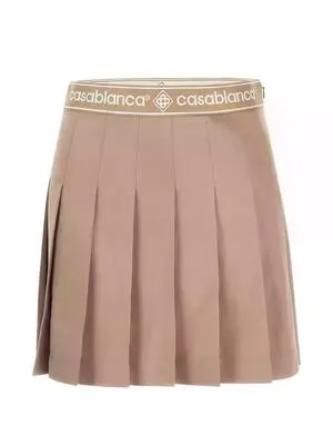 Casablanca Pleated Logo-waistband Mini Skirt