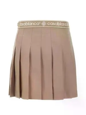Casablanca Pleated Logo-waistband Mini Skirt