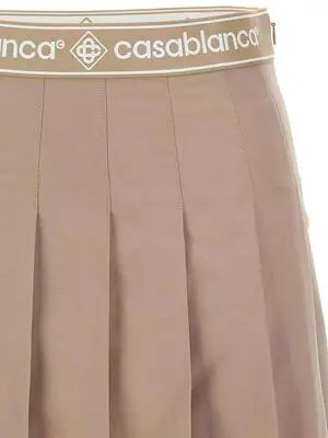 Casablanca Pleated Logo-waistband Mini Skirt