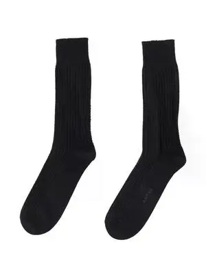 ANT45 Waffle-knit Ribbed Socks - Black