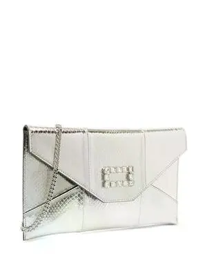 LANCEL Crystal-embellished Snakeskin-effect Cross Body Bag - Silver