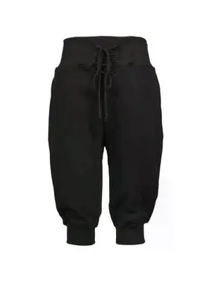 604SERVICE Cropped Track Pants With Lace-up Detail - Black