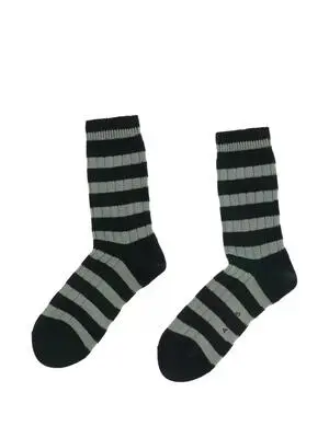 ANT45 Dublin Striped Ribbed-knit Socks - Black