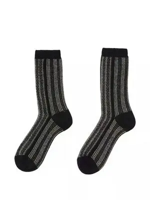 ANT45 Mannar Metallic-thread Crew Socks - Black