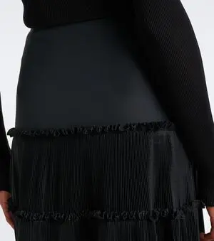 Blumarine Plissé Tiered Taffeta Maxi Skirt