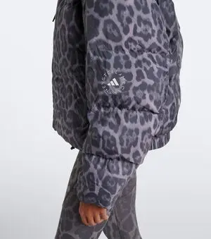 Adidas By Stella McCartney Hooded Leopard-print Puffer Jacket