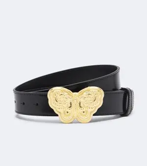 Valentino Garavani Flutterby Leather Belt - Black