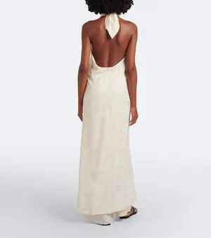 Johanna Ortiz Silent Water Jacquard Halterneck Top
