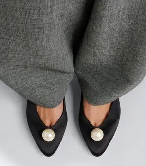 Magda Butrym Embellished Satin Pointed Toe Pumps