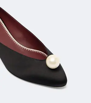 Magda Butrym Embellished Satin Pointed Toe Pumps