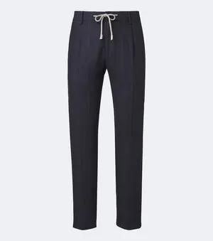 Eleventy Wool, Cotton, And Cashmere Tapered Pants In Blu - Blue