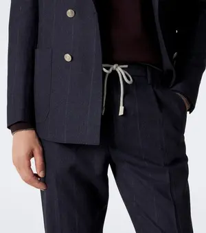Eleventy Wool, Cotton, And Cashmere Tapered Pants In Blu - Blue