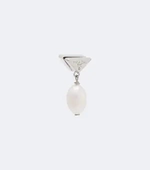 Prada Logo Pearl Drop Earrings