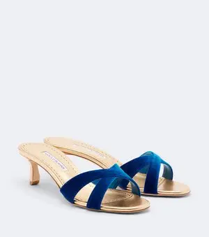 Manolo Blahnik Callydramu Velvet Mules