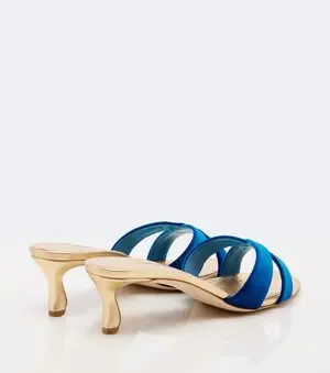 Manolo Blahnik Callydramu Velvet Mules