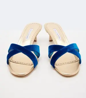 Manolo Blahnik Callydramu Velvet Mules