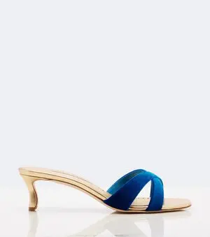 Manolo Blahnik Callydramu Velvet Mules