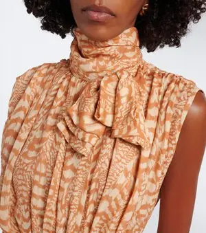 Johanna Ortiz Saffron Breeze Printed Silk Cocktail Dress