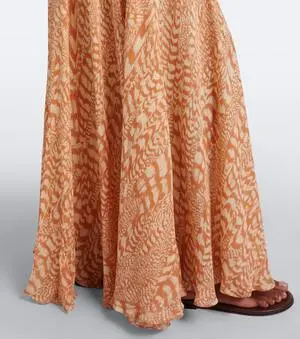 Johanna Ortiz Saffron Breeze Printed Silk Cocktail Dress