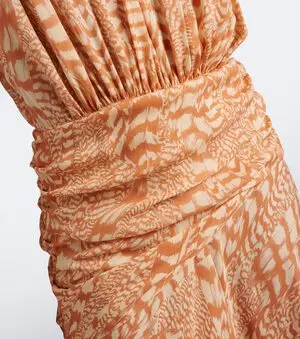 Johanna Ortiz Saffron Breeze Printed Silk Cocktail Dress