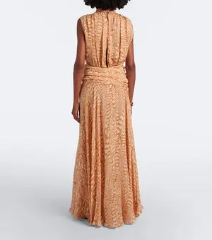Johanna Ortiz Saffron Breeze Printed Silk Cocktail Dress