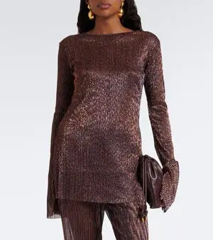 CALA DE LA CRUZ Loretta Knitted Lamé Top