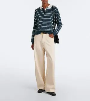Velvet By Graham & Spencer Kaelin Striped Cotton And Cashmere Polo Sweater