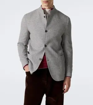 Eleventy Herringbone Cashmere And Silk Blazer