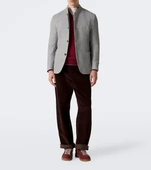 Eleventy Herringbone Cashmere And Silk Blazer