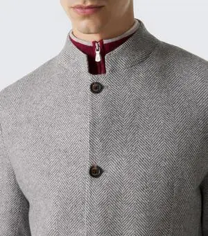 Eleventy Herringbone Cashmere And Silk Blazer