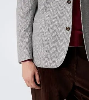 Eleventy Herringbone Cashmere And Silk Blazer