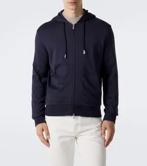 Eleventy Silk And Cotton-blend Zip-up Hoodie