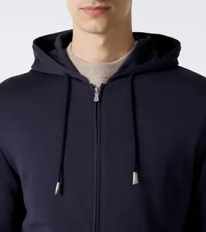 Eleventy Silk And Cotton-blend Zip-up Hoodie