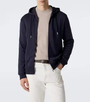 Eleventy Silk And Cotton-blend Zip-up Hoodie