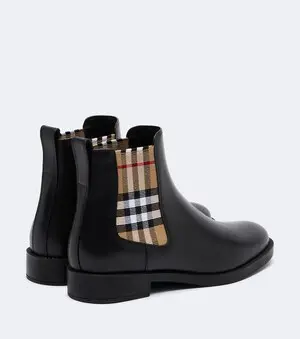 Burberry Check Leather Chelsea Boots