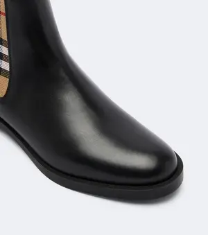 Burberry Check Leather Chelsea Boots