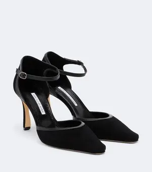 Manolo Blahnik Verdusan Leather-trimmed Suede Pumps